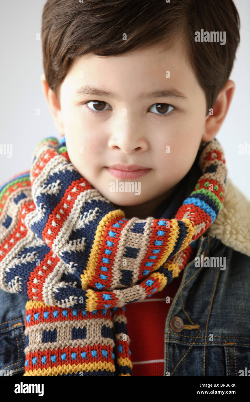 Young Boy Wearing A Scarf Stock Photo - Alamy