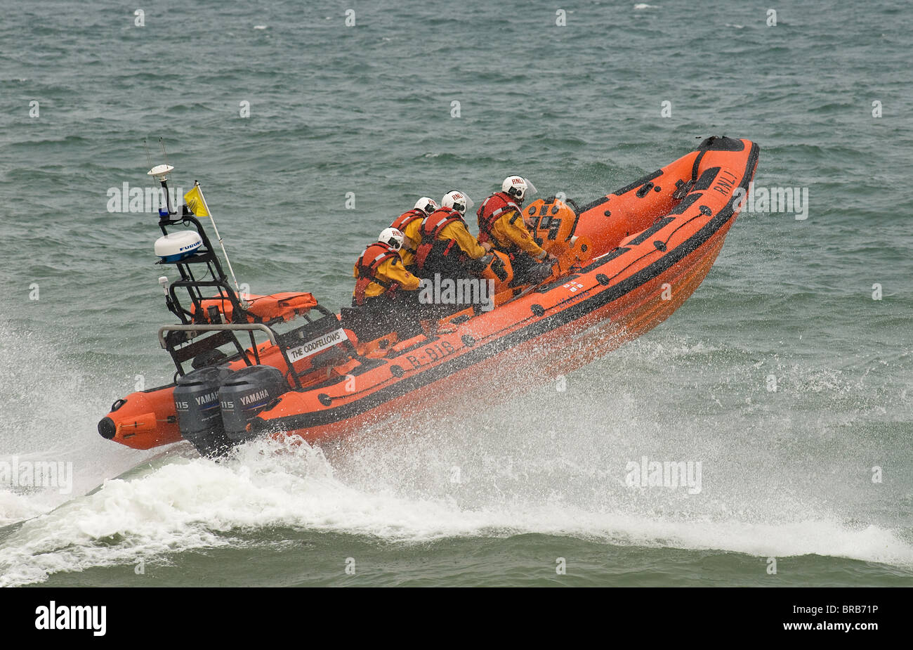 The Sheringham inshore lifeboat takes to the air during lifeboat day ...