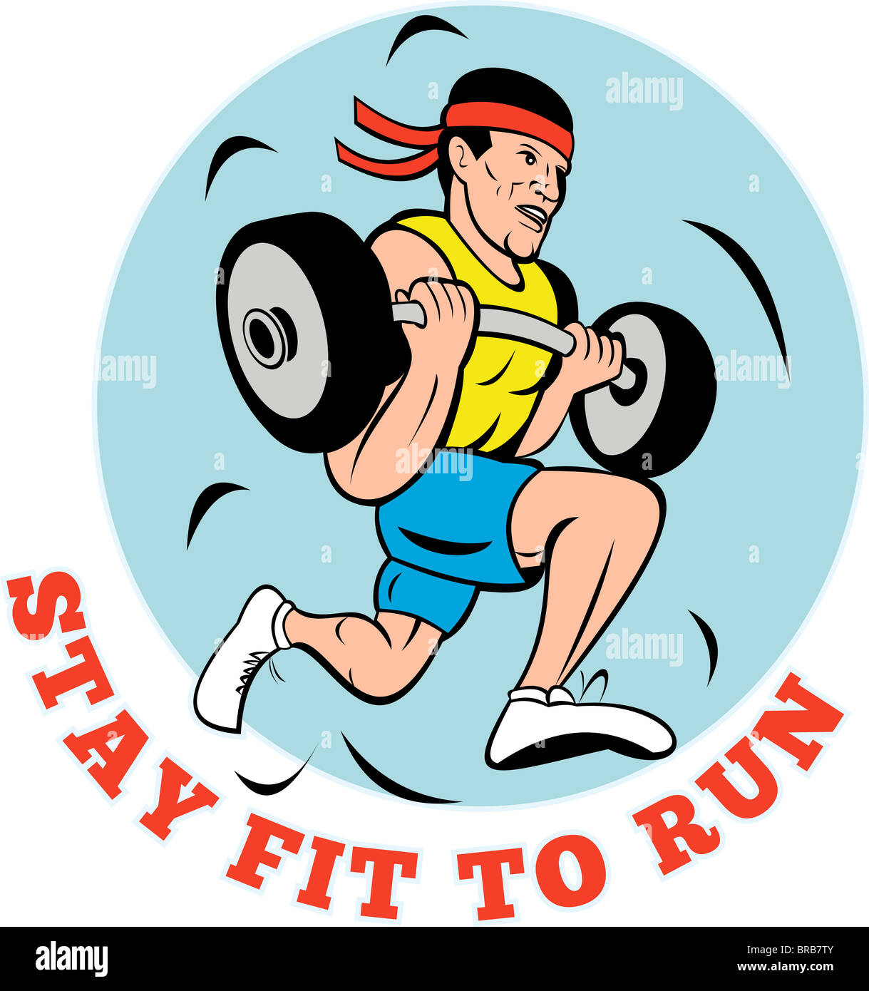 cartoon illustration of a Man running jogging lifting weights with text ...