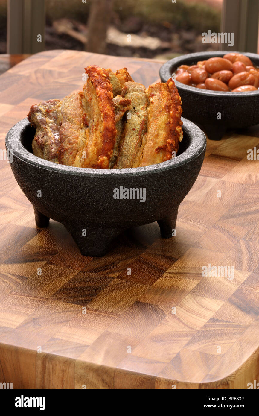 fried delicious mexican chicharron carnudo or fried mexican pork skin ...