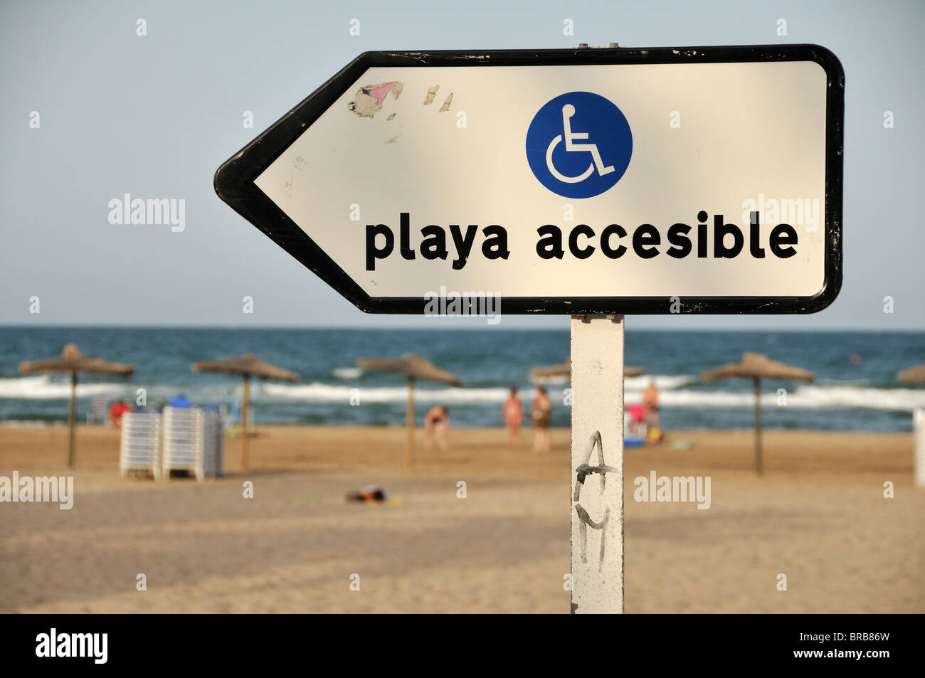 Accessible beach sign Stock Photo - Alamy