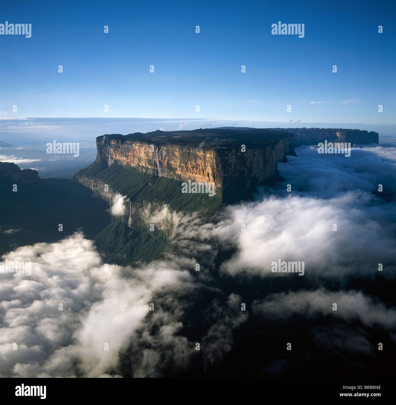 Aerial image of tepuis showing Mount Roraima (Cerro Roraima) from the ...