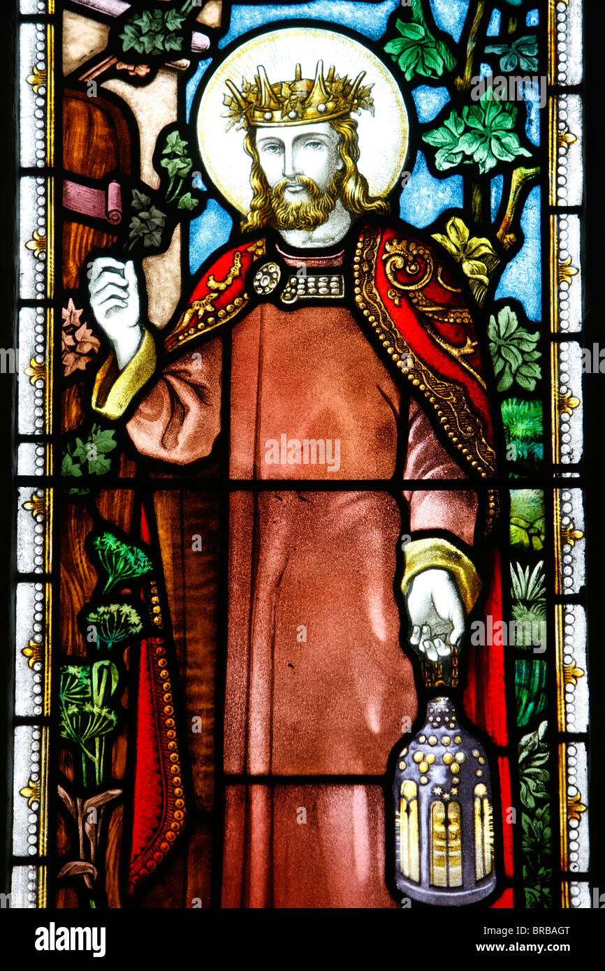 Jesus the King and Light of the World, 19th century stained glass in St ...