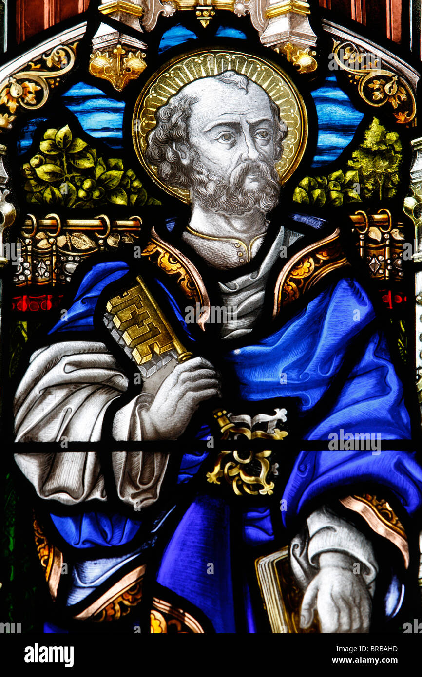 St. Peter, 19th century stained glass in St. John's Anglican church ...