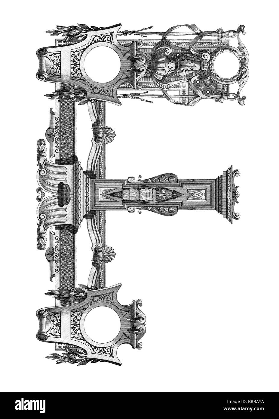 Luxuriously illustrated old capital letter F Stock Photo - Alamy