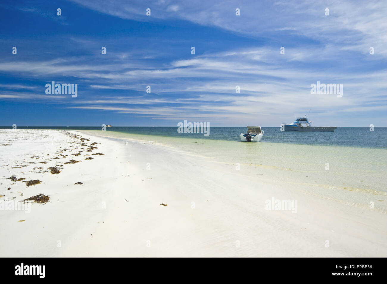 White sand beach at the small town of Cervantes, Dandaragan Shire ...