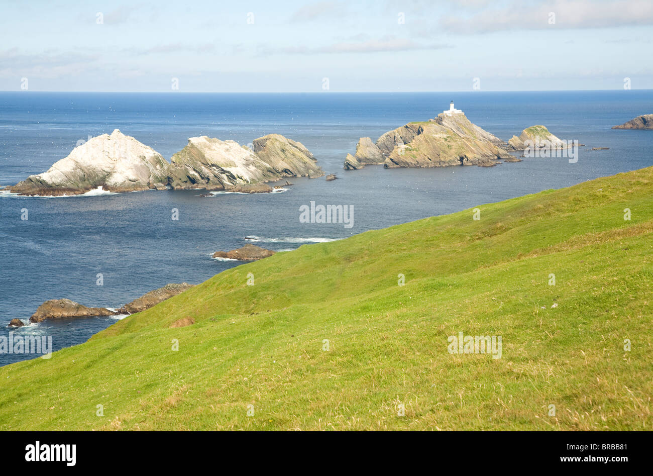 Muckle Flugga lighthouse, Britain's most northerly point, Hermaness ...
