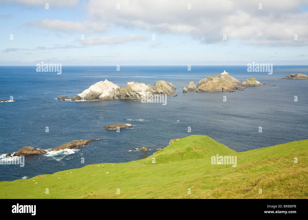 Muckle Flugga lighthouse, Britain's most northerly point, Hermaness ...