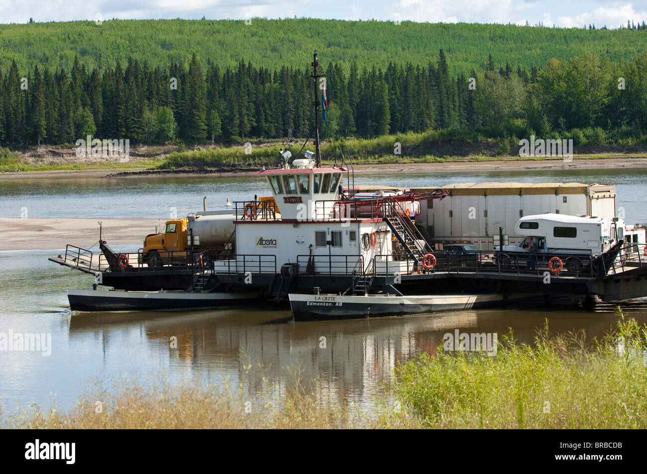 Le Crete Ferry on Peace River, Alberta, Canada Stock Photo - Alamy