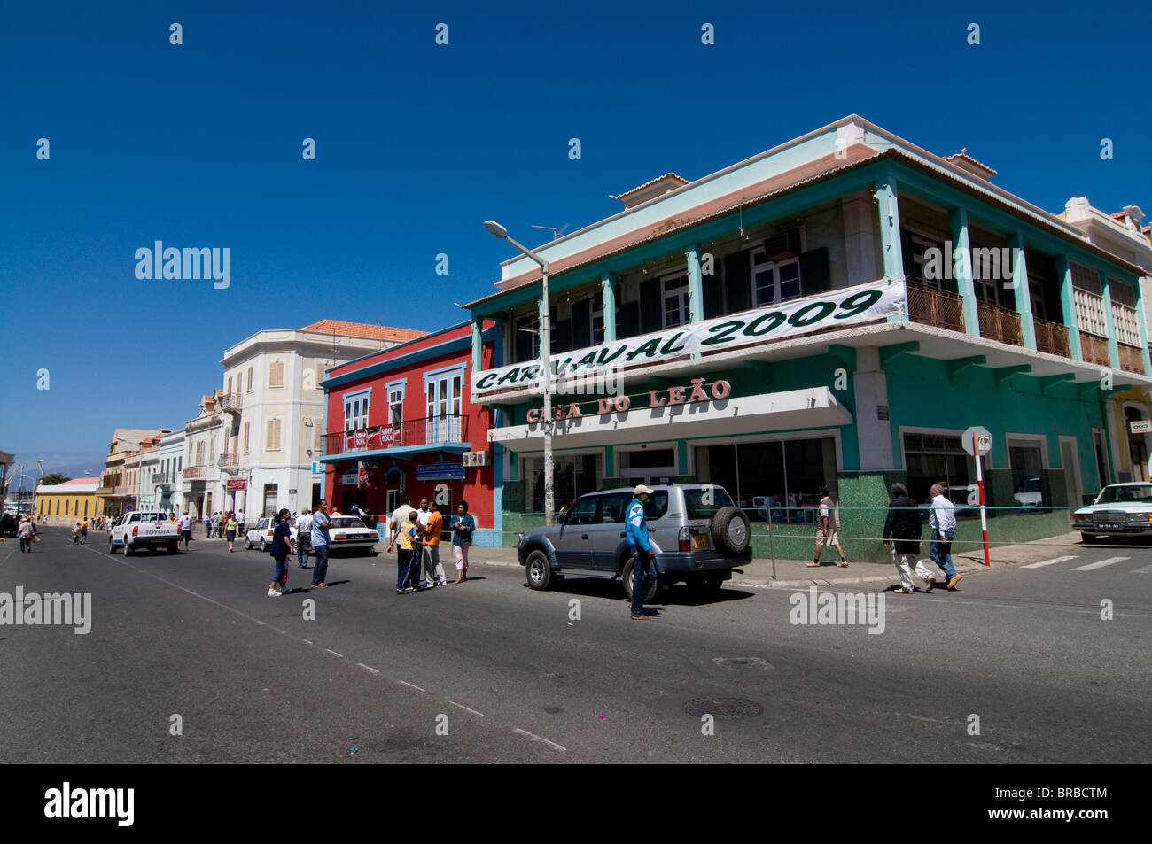 Picturesque old town with roads and buildings, Mindelo, Sao Vicente ...