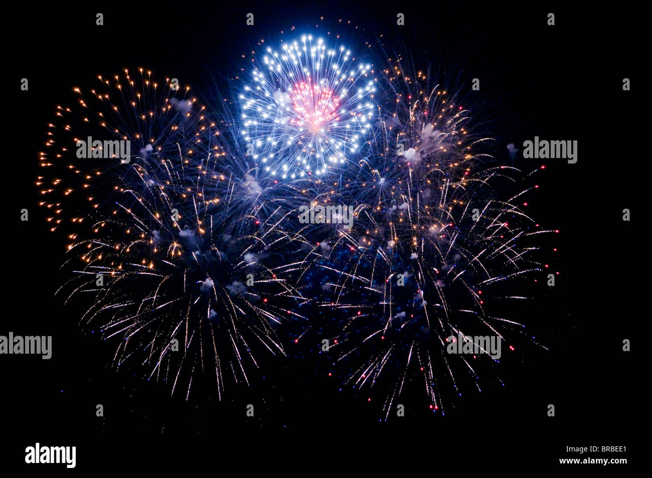 Brightly coloured aerial fireworks Stock Photo - Alamy