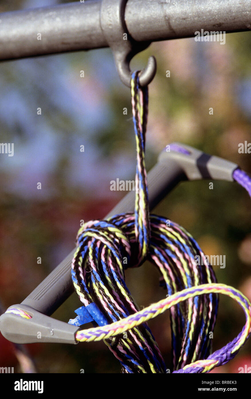 Ski Rope hanging on hook Stock Photo - Alamy