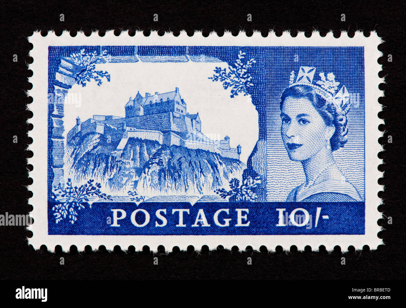 Postage stamp from Great Britain depicting Edinburgh Castle and Queen ...