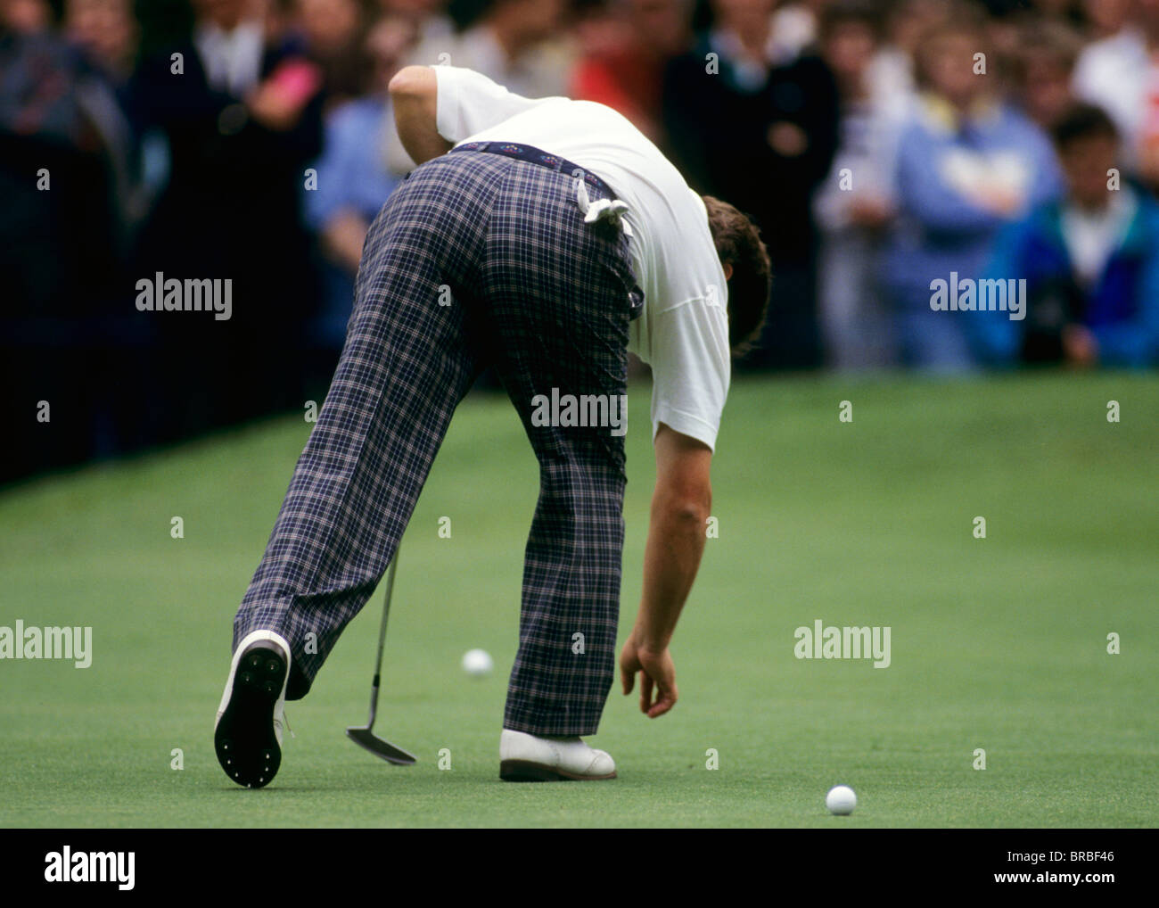 Man putting on golf course Stock Photo - Alamy