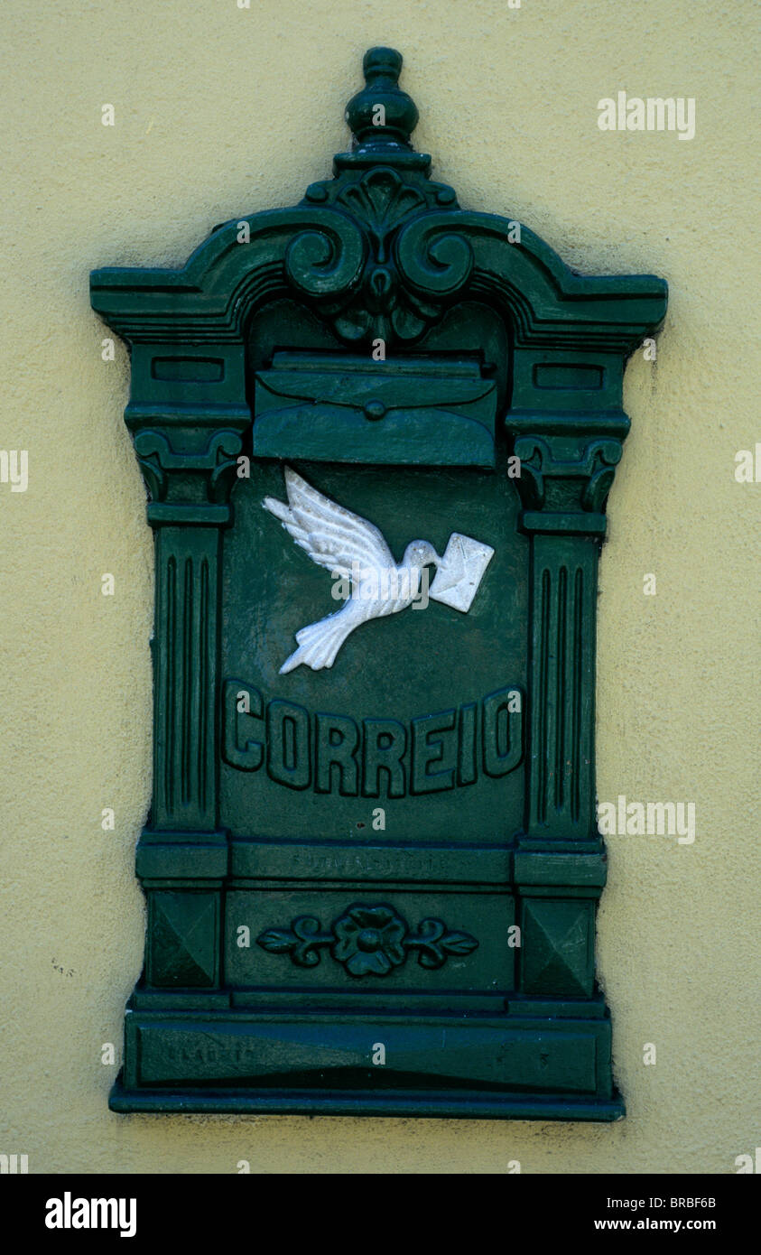 Decorated mail box attached to a wall in the Brazilian city of Rio de ...