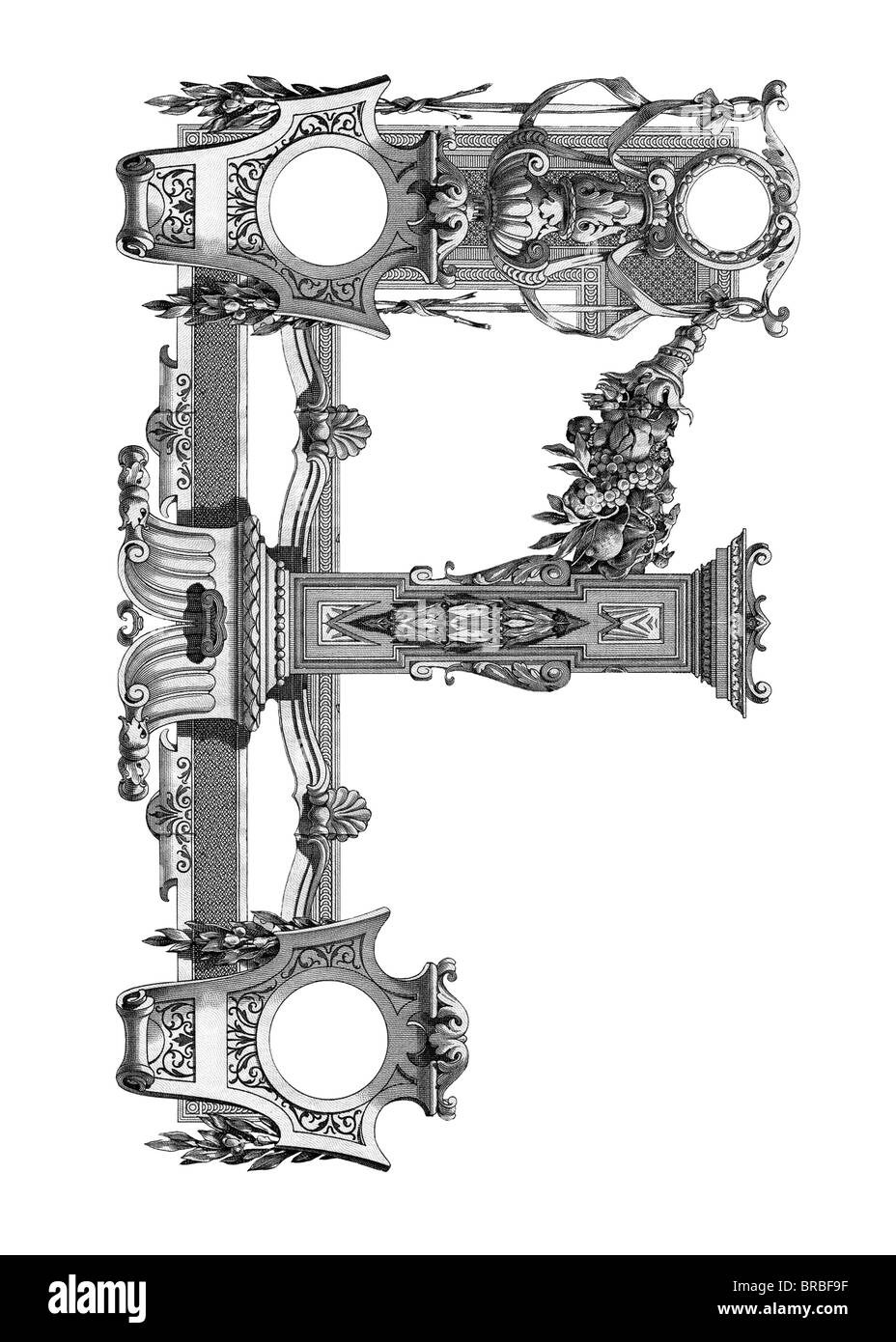 Luxuriously illustrated old capital letter P Stock Photo - Alamy