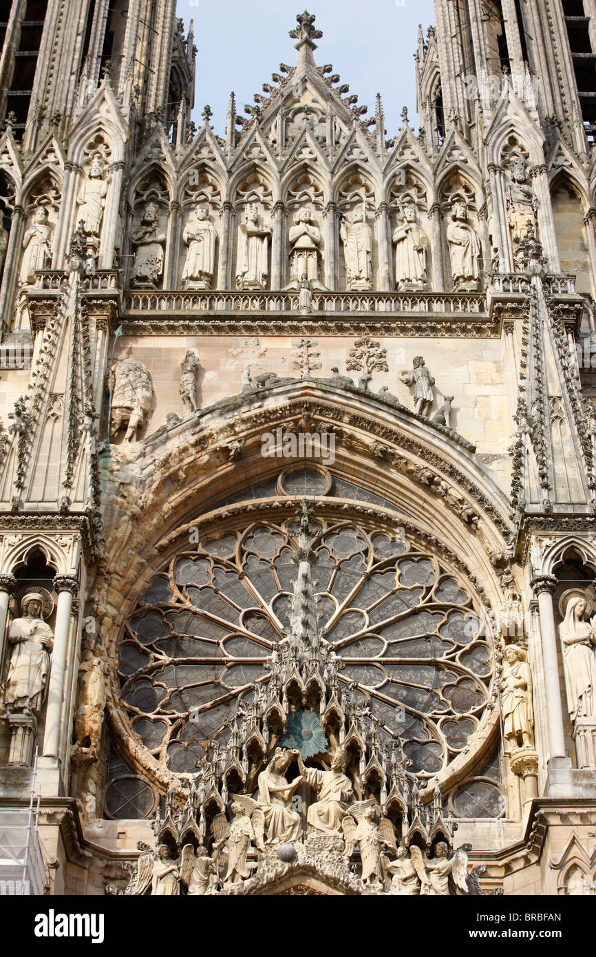West front of Reims cathedral, UNESCO World Heritage Site, Reims, Marne ...