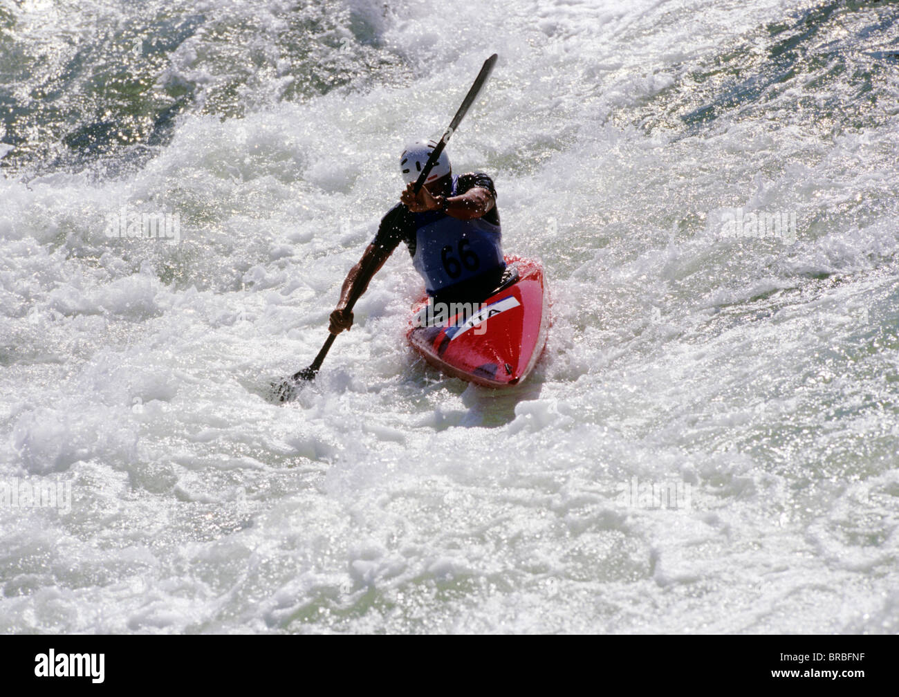 Person kayaking in white water Stock Photo - Alamy