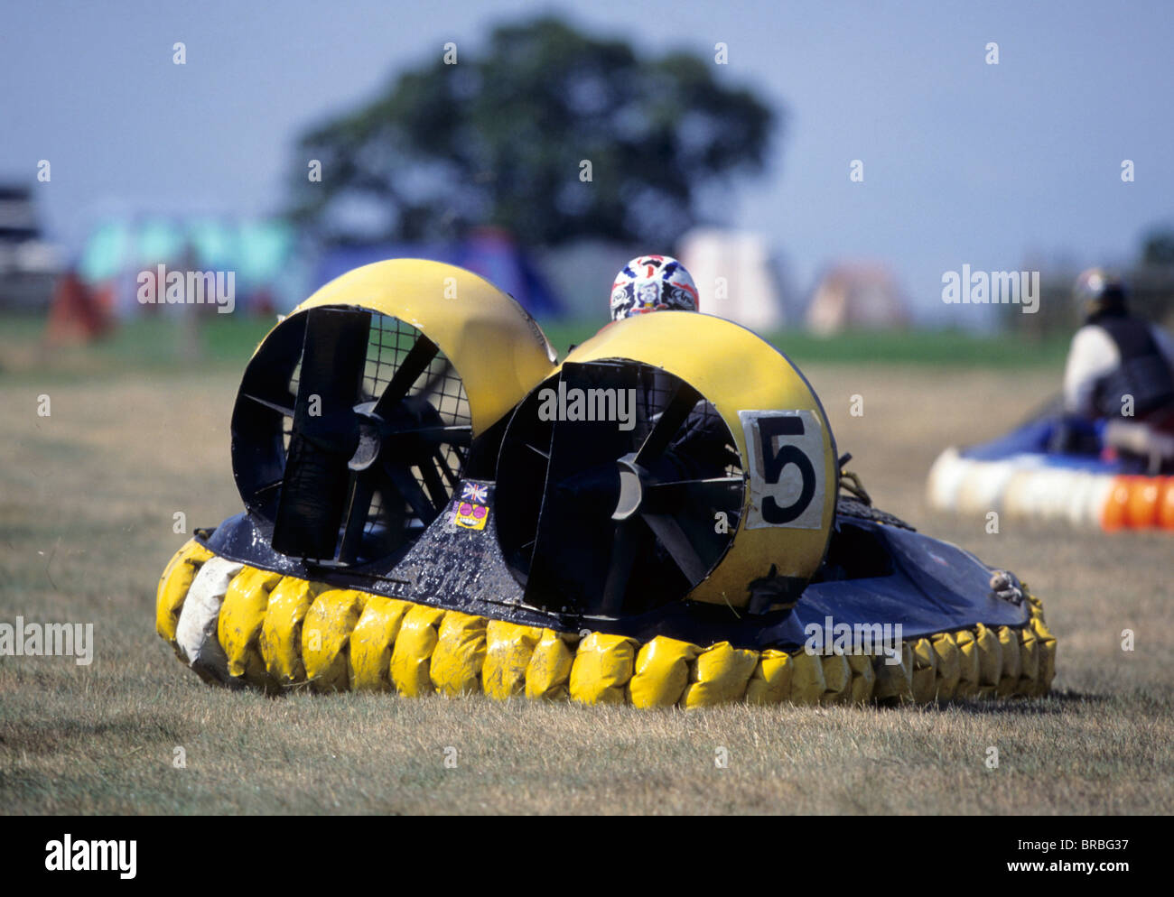 Racing hovercraft with 2 blowers during lake race Stock Photo - Alamy