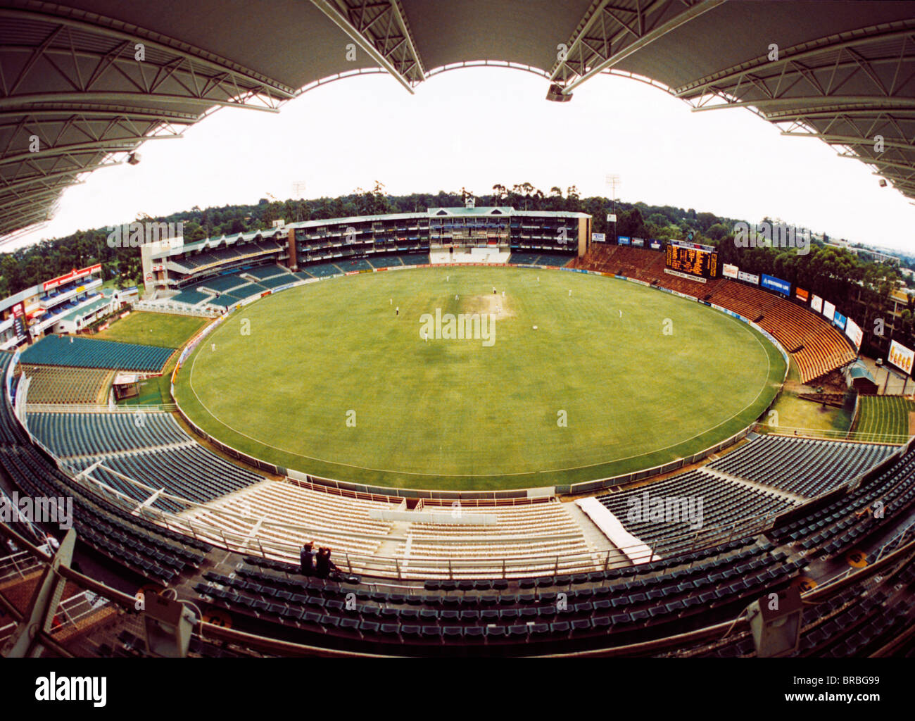 Circular cricket ground from top of stand Stock Photo - Alamy