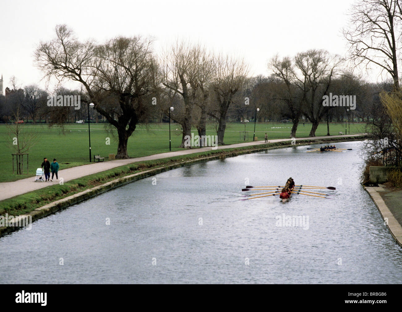 Two rowing eights row along the River Thames in London Stock Photo - Alamy