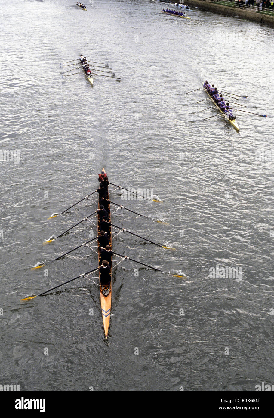 Sets of eights rowing on River Thames Stock Photo - Alamy