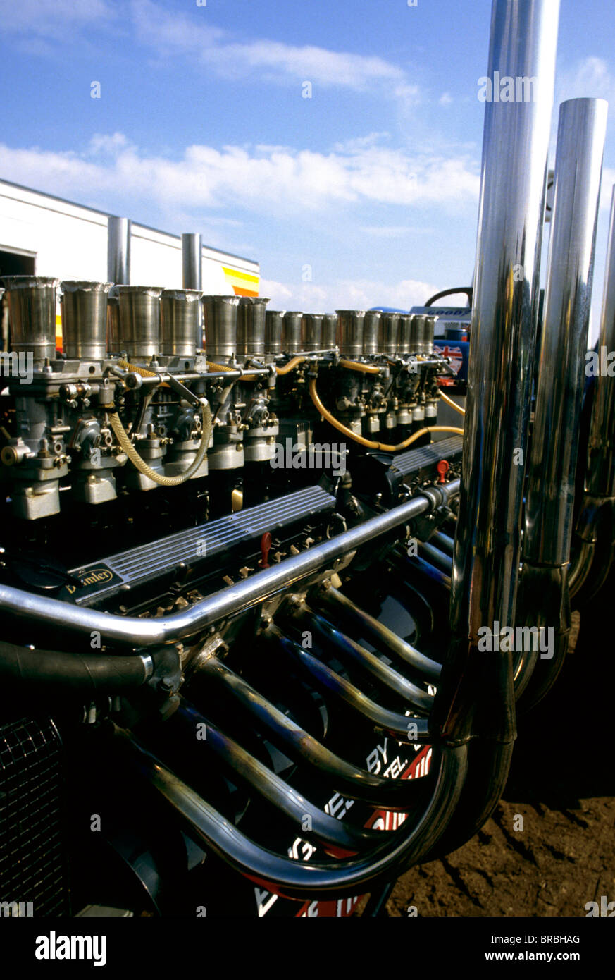 Engine of a large bore pulling tractor at track Stock Photo - Alamy