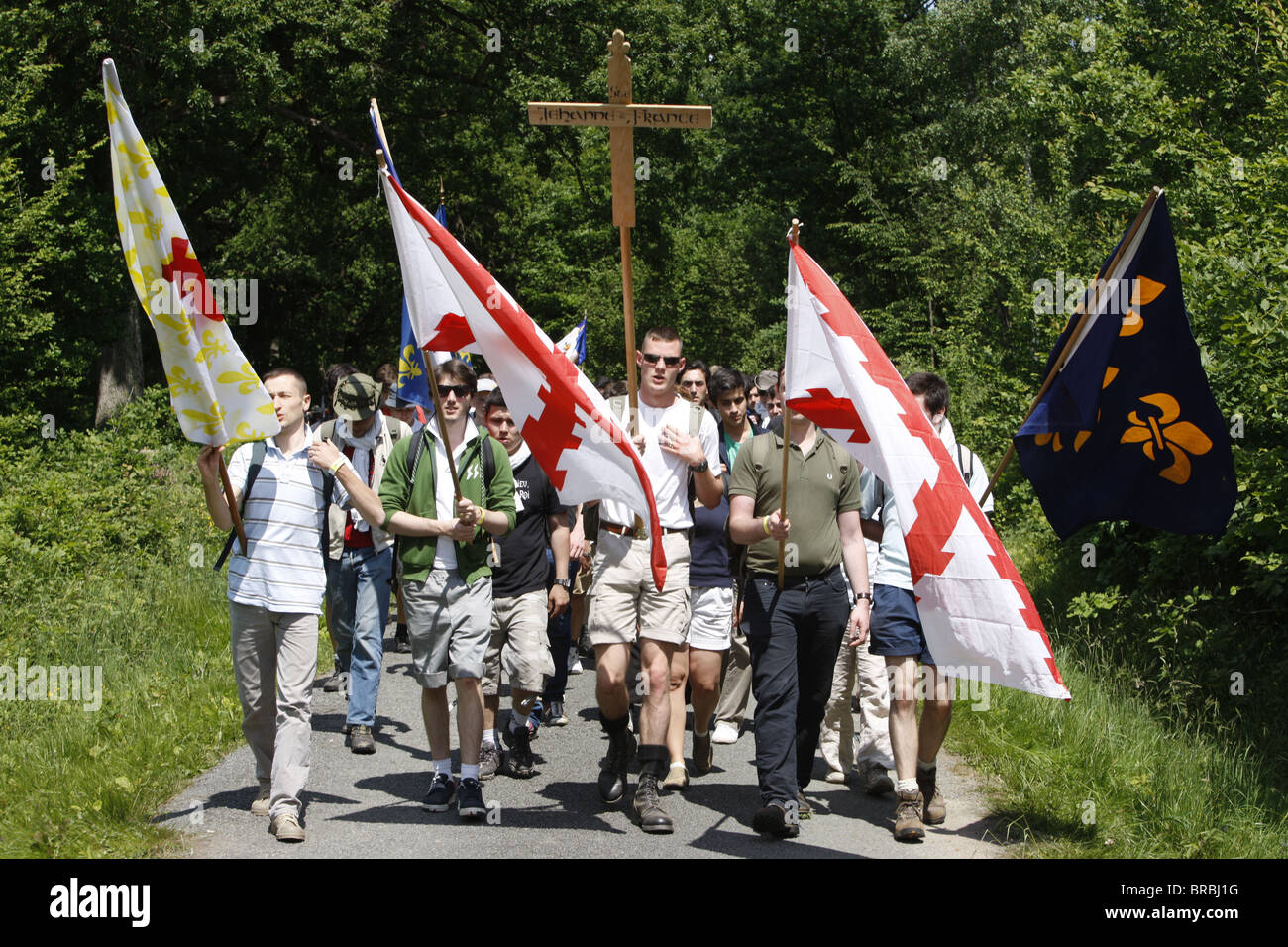 Traditionalist Catholic pilgrimage, Les Bordes, Yvelines, France Stock ...
