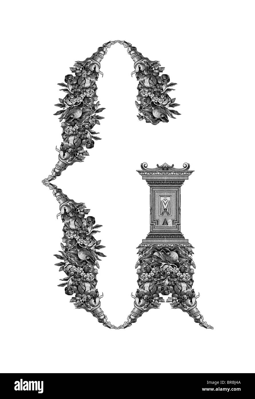 Luxuriously illustrated old capital letter G Stock Photo - Alamy