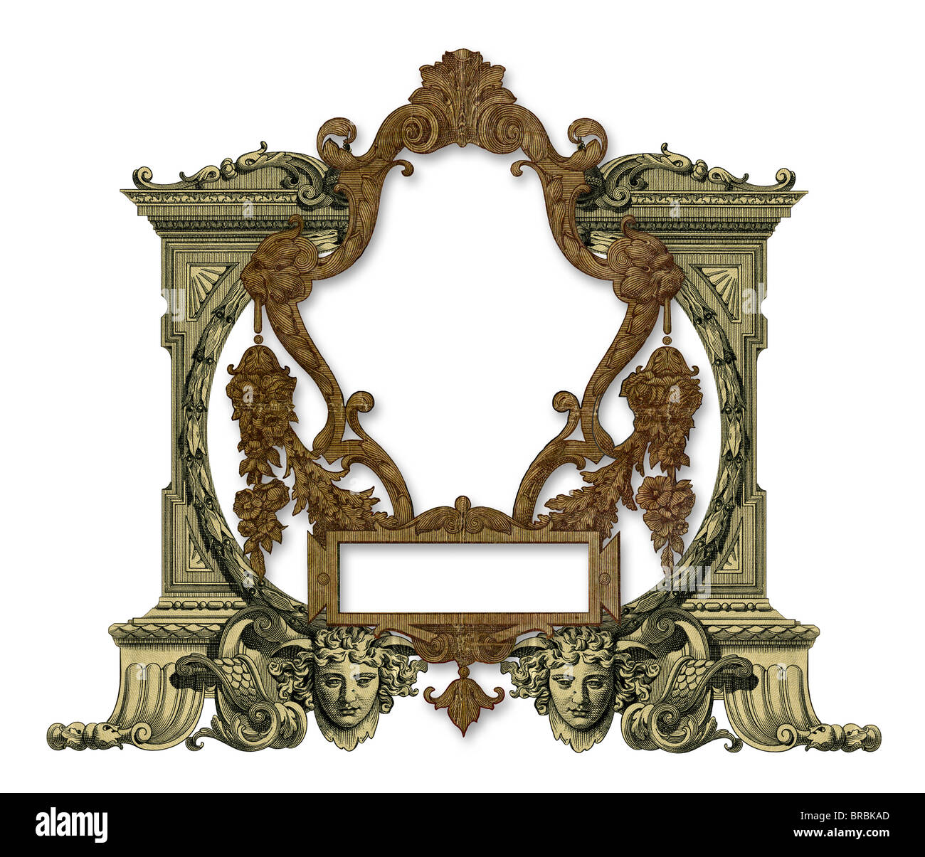 Luxuriously illustrated old colored victorian frame Stock Photo - Alamy