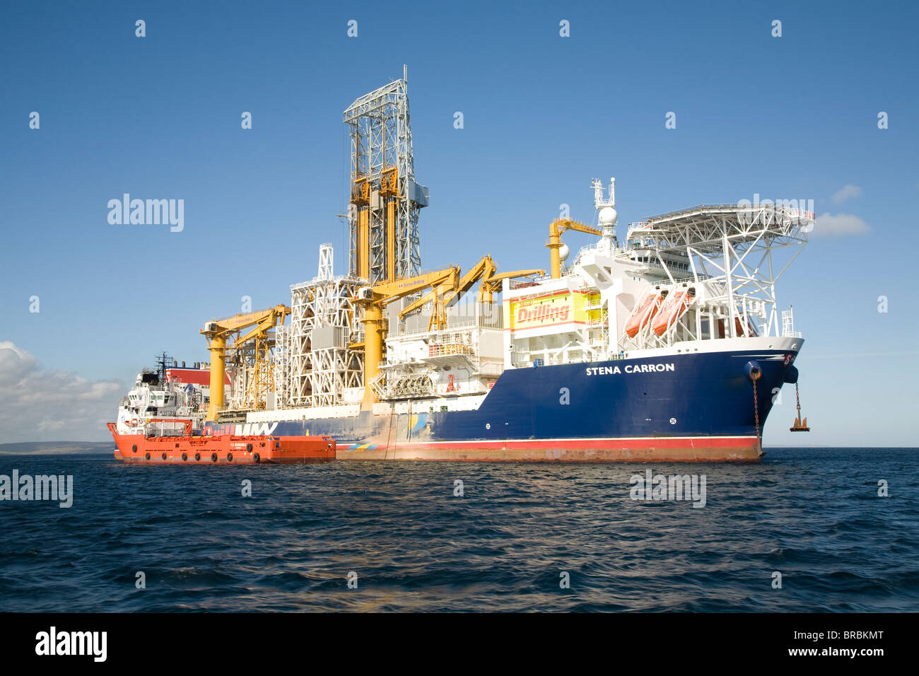 Stena Carron oil drill ship at geo-stationary mooring in Bressay Sound ...