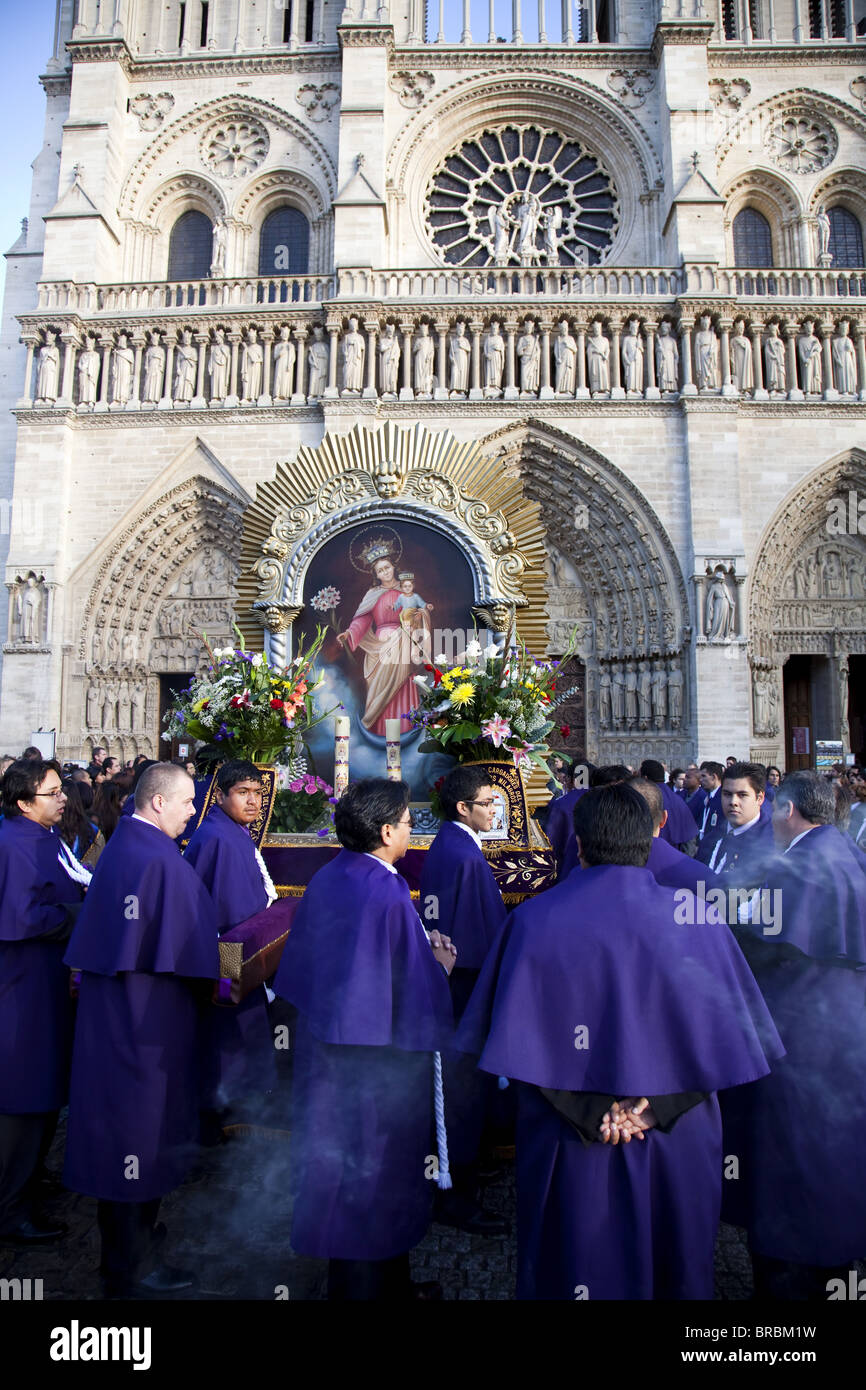 Religious procession in front of Notre Dame de Paris, Paris, France ...