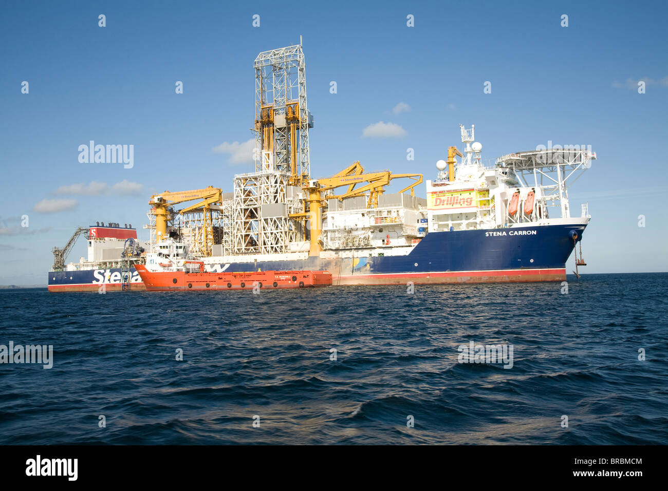 Stena Carron oil drill ship at geo-stationary mooring in Bressay Sound ...