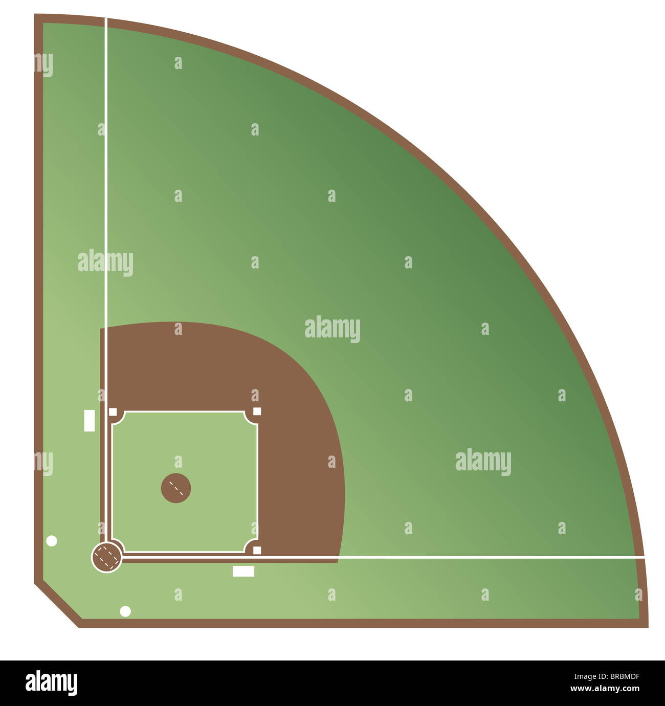 A stylized baseball pitch showing all relevant lines. All on white ...