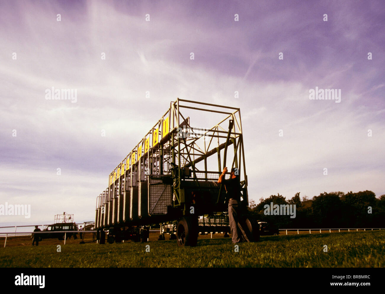 Horse start stalls at race track Stock Photo - Alamy