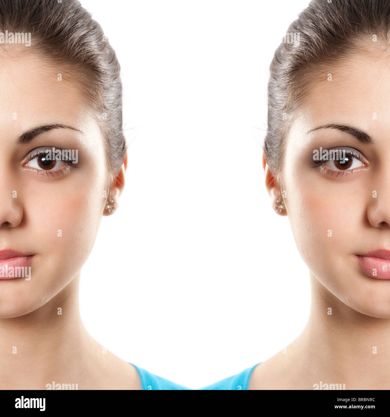 Closeup portrait of a half face of a young woman Stock Photo - Alamy