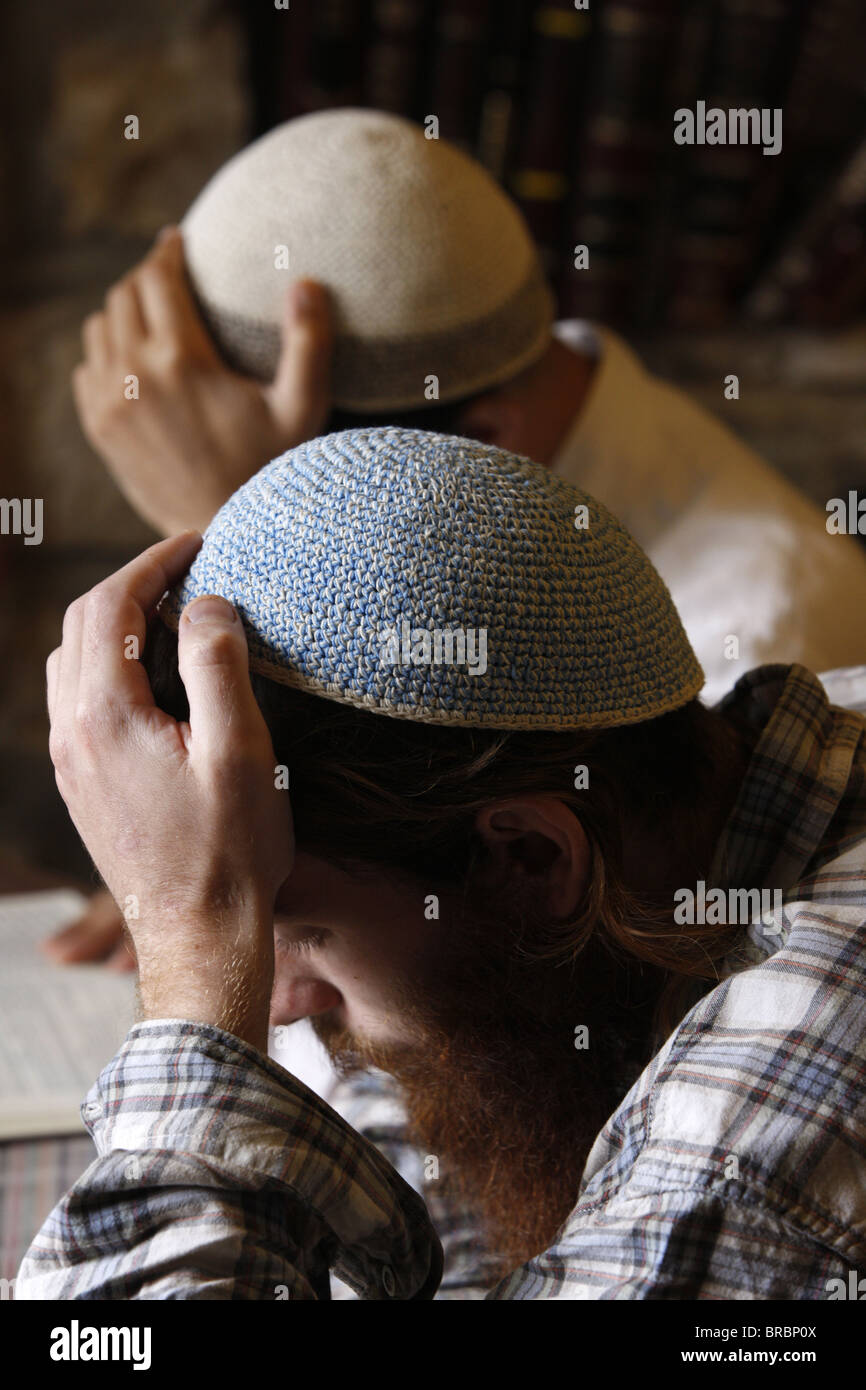 Jews studying Kabbala in a Yeshiva, Safed, Galilee, Israel Stock Photo ...