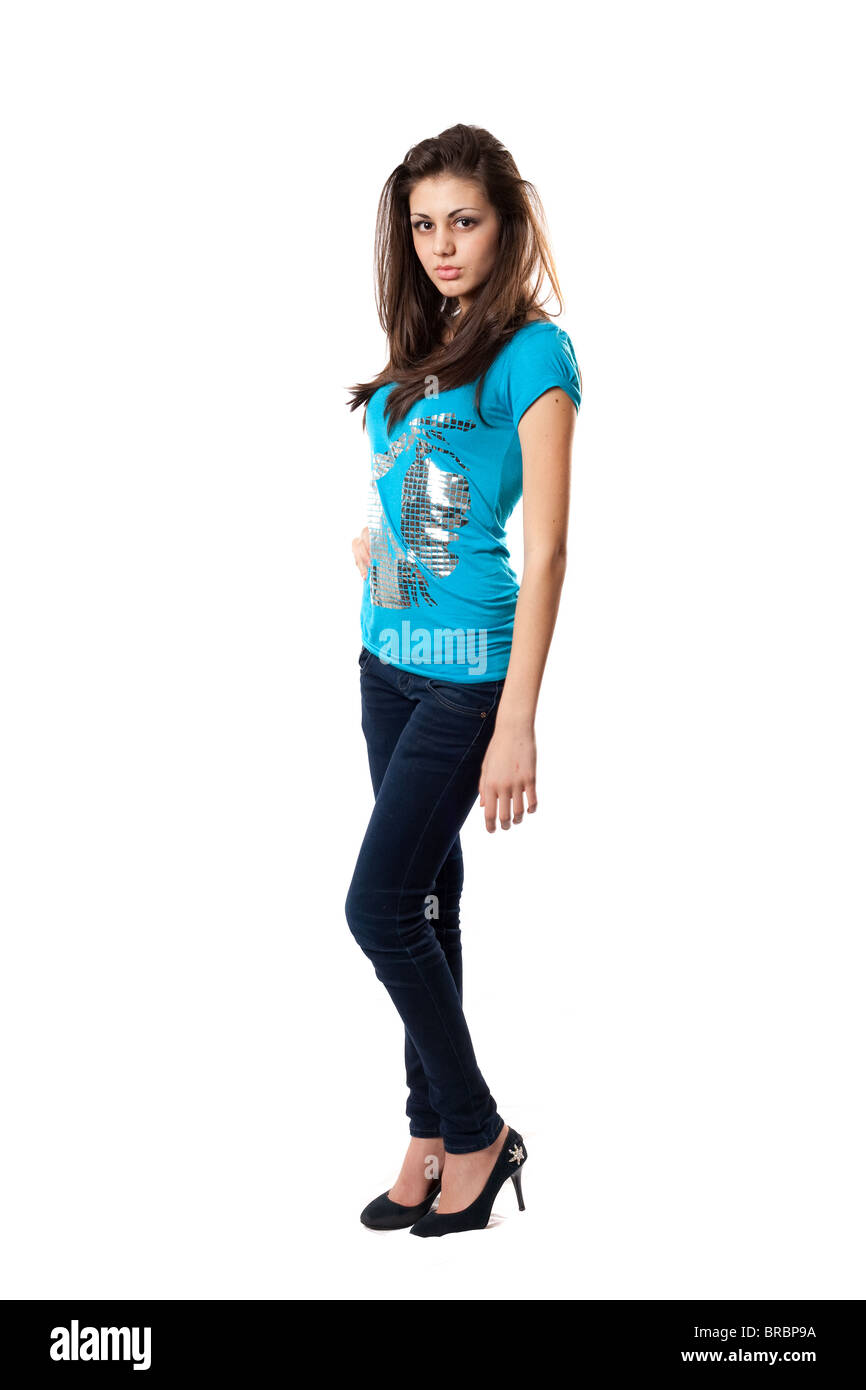 Full body image of a beautiful young lady isolated on white Stock Photo ...