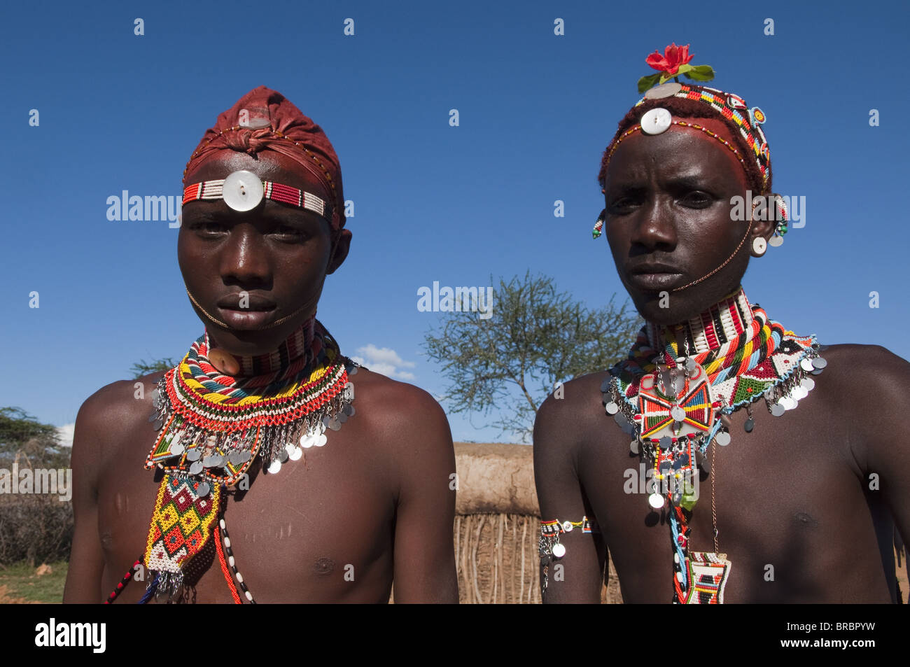 Samburu tribesmen, Loisaba Wilderness Conservancy, Laikipia, Kenya ...