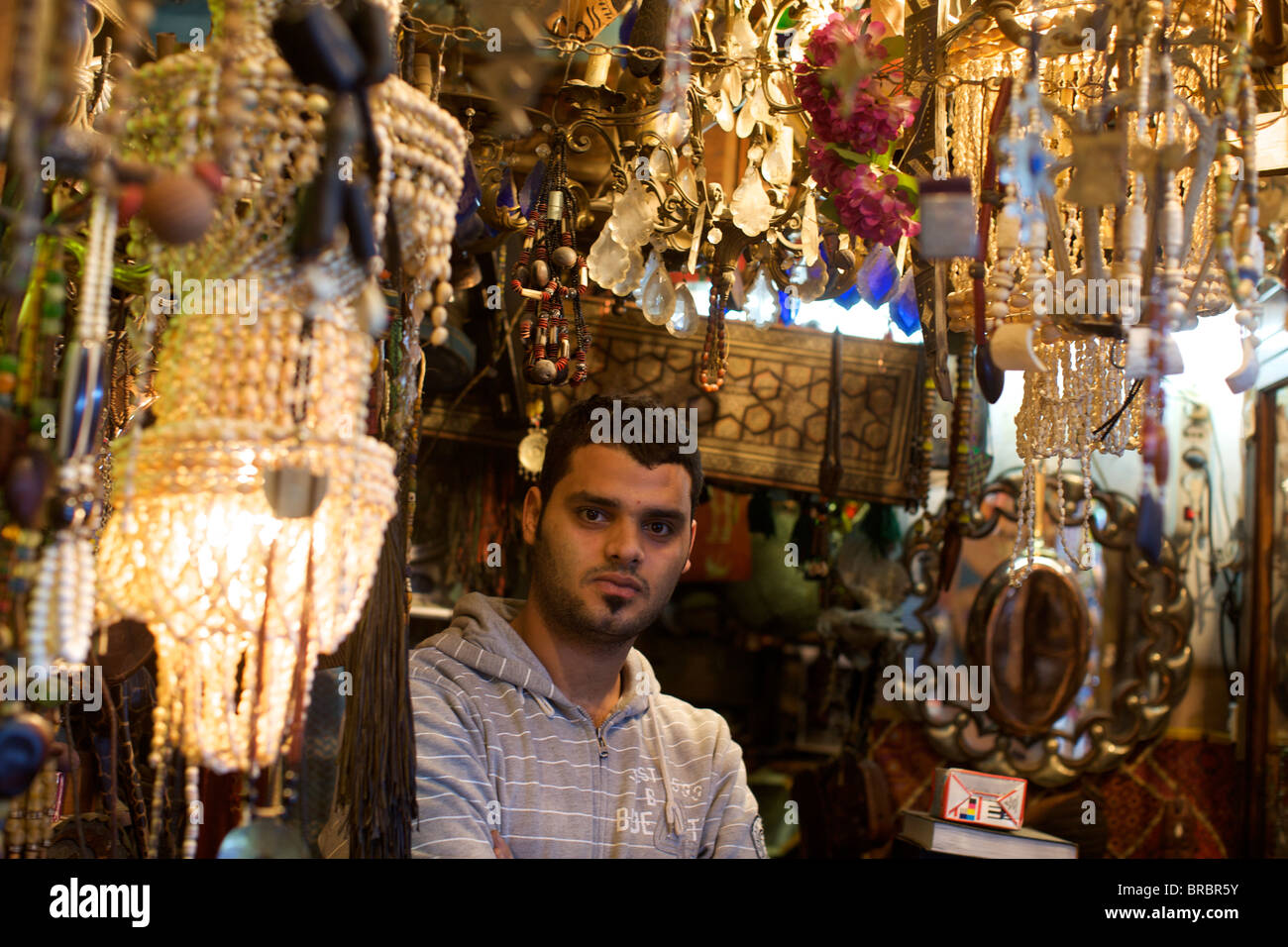 A small shop in the suk in the medina of Tripoli, Libya, North Africa ...