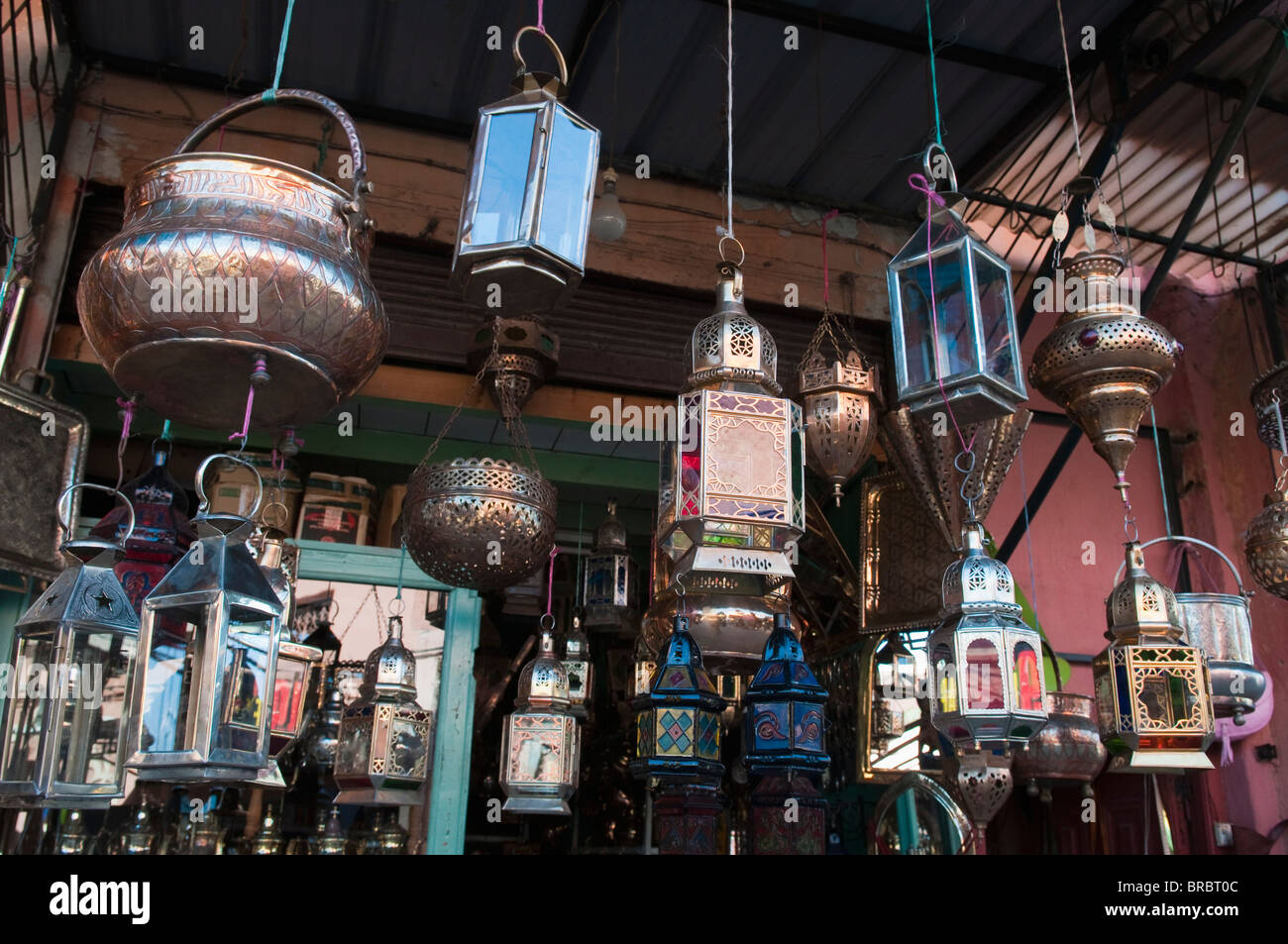 Moroccan lanterns, Medina Souk, Marrakech, Morocco, North Africa Stock ...