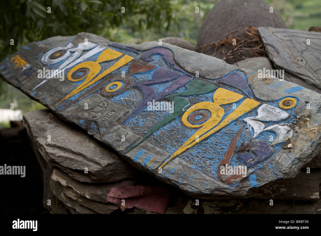 tibetan colorful marnyi stone Stock Photo - Alamy