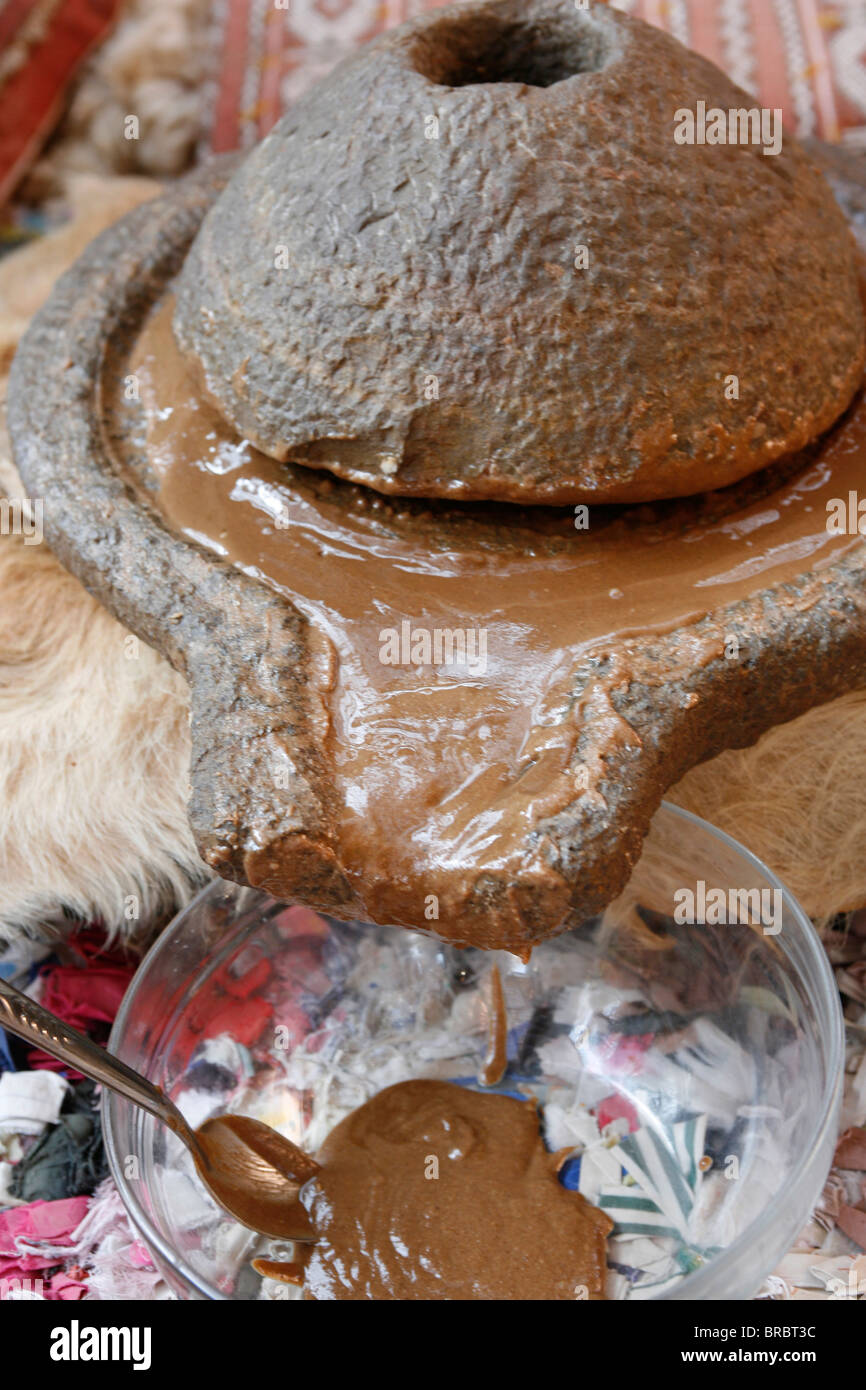 Argan oil making, Marrakesh, Morocco, North Africa Stock Photo - Alamy