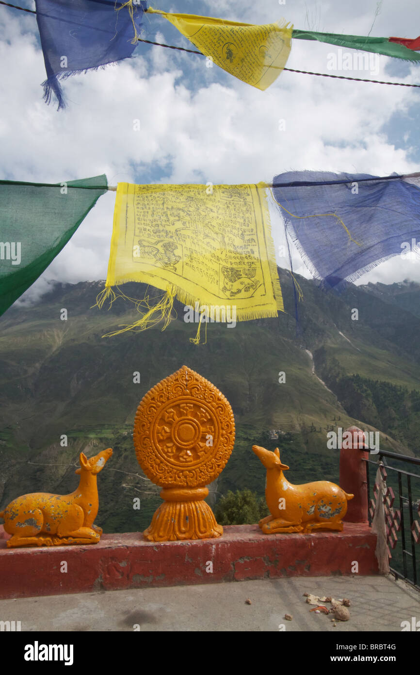The Boudhanath's wheel of Dharmaon the shashur gompa in keylong Stock ...
