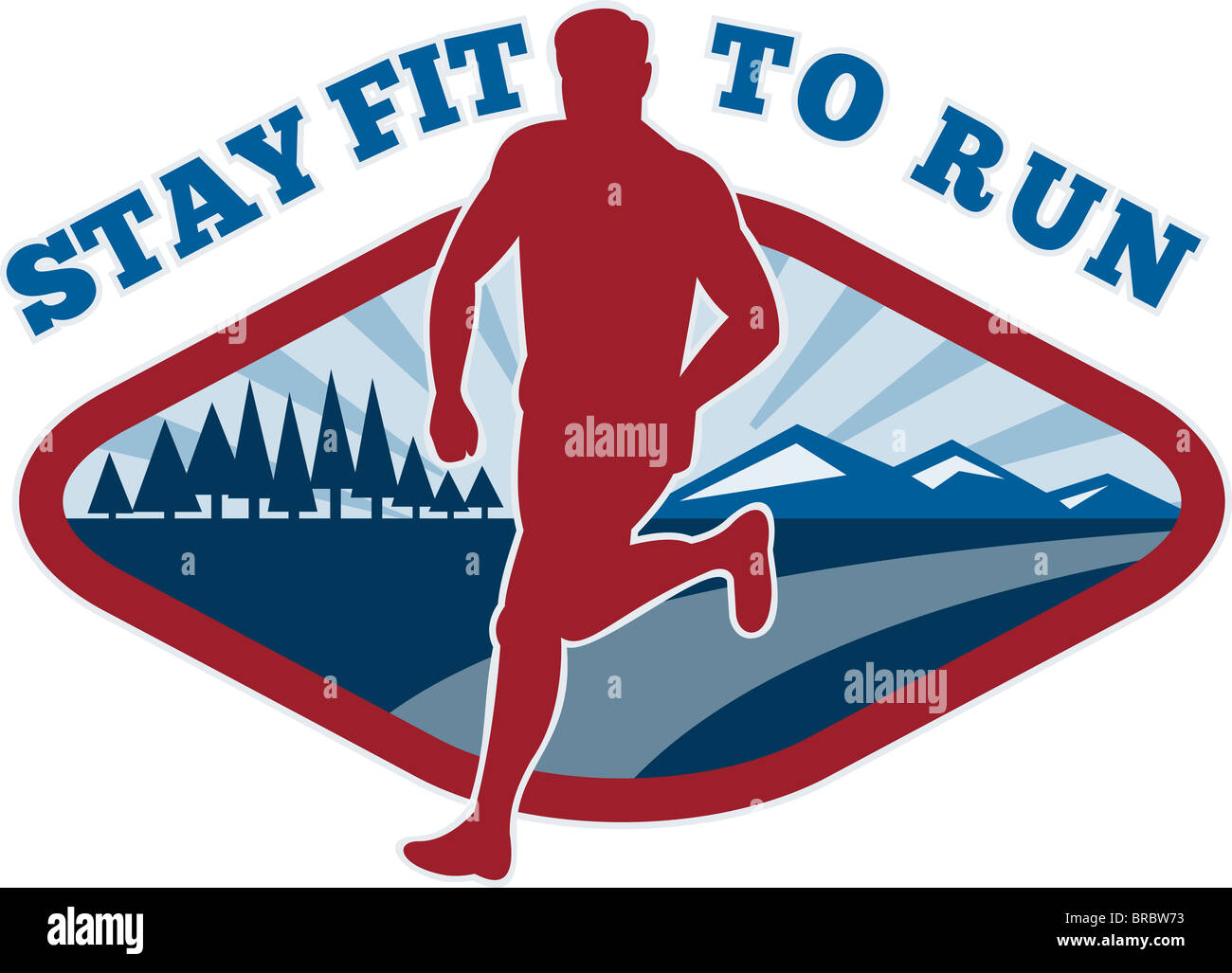 Marathon road runner jogger fitness training facing front with ...