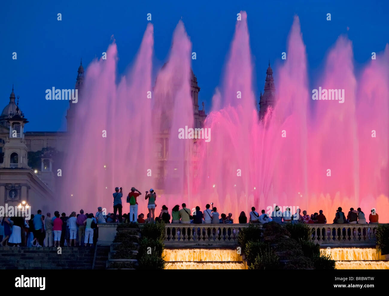 Magic fountain and Palace of Montjuic, Barcelona, Catalonia, Spain ...