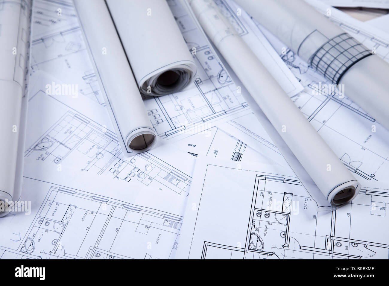 Architecture plan & Tools Stock Photo - Alamy