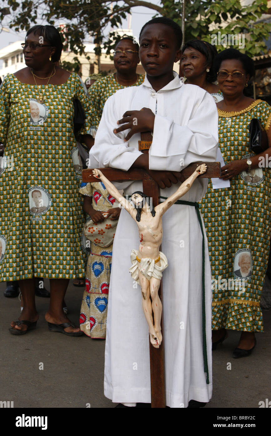 Procession outside Lome cathedral, Lome, Togo, West Africa Stock Photo ...
