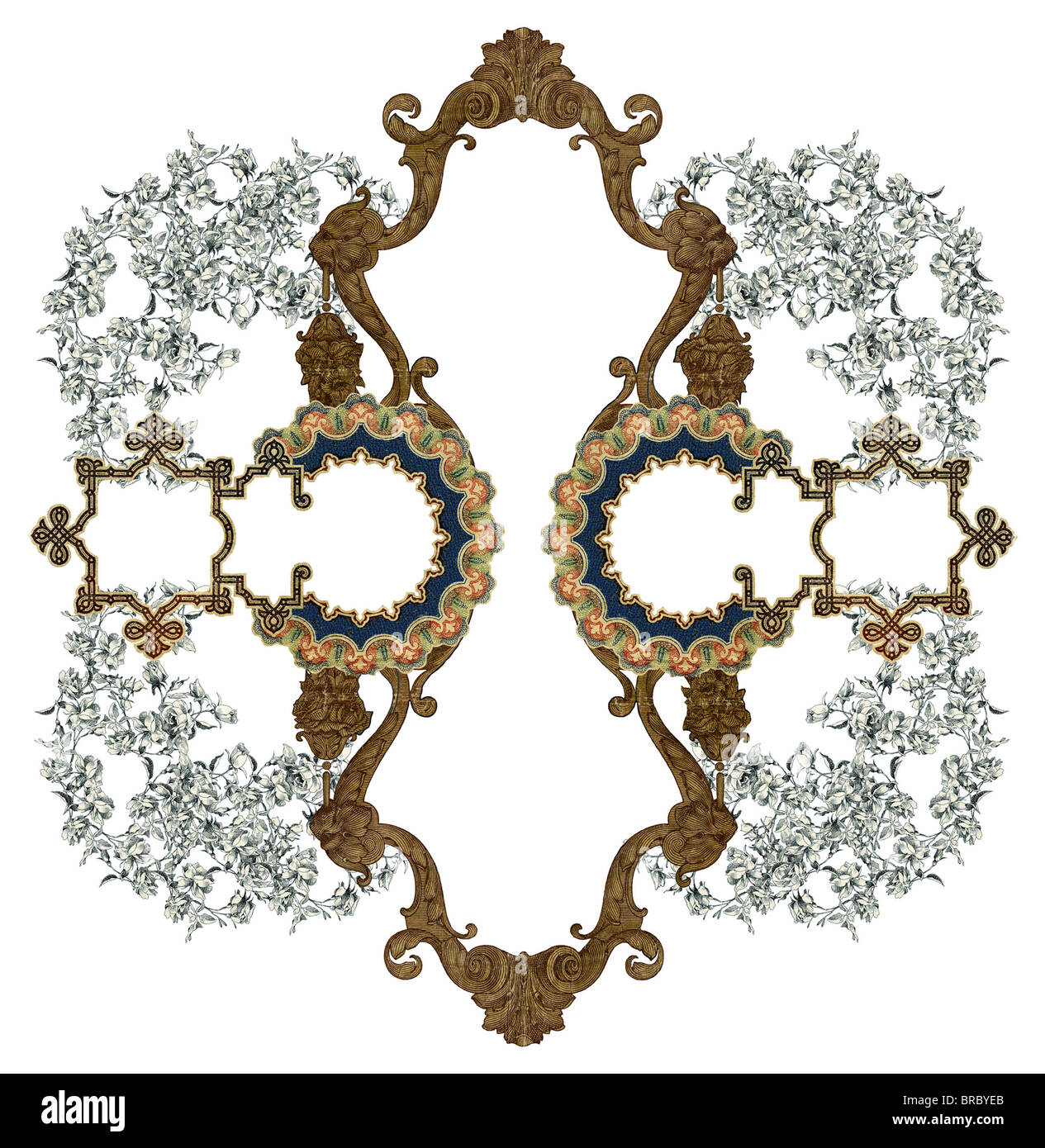 Luxuriously color illustrated old victorian frame with flowers Stock ...