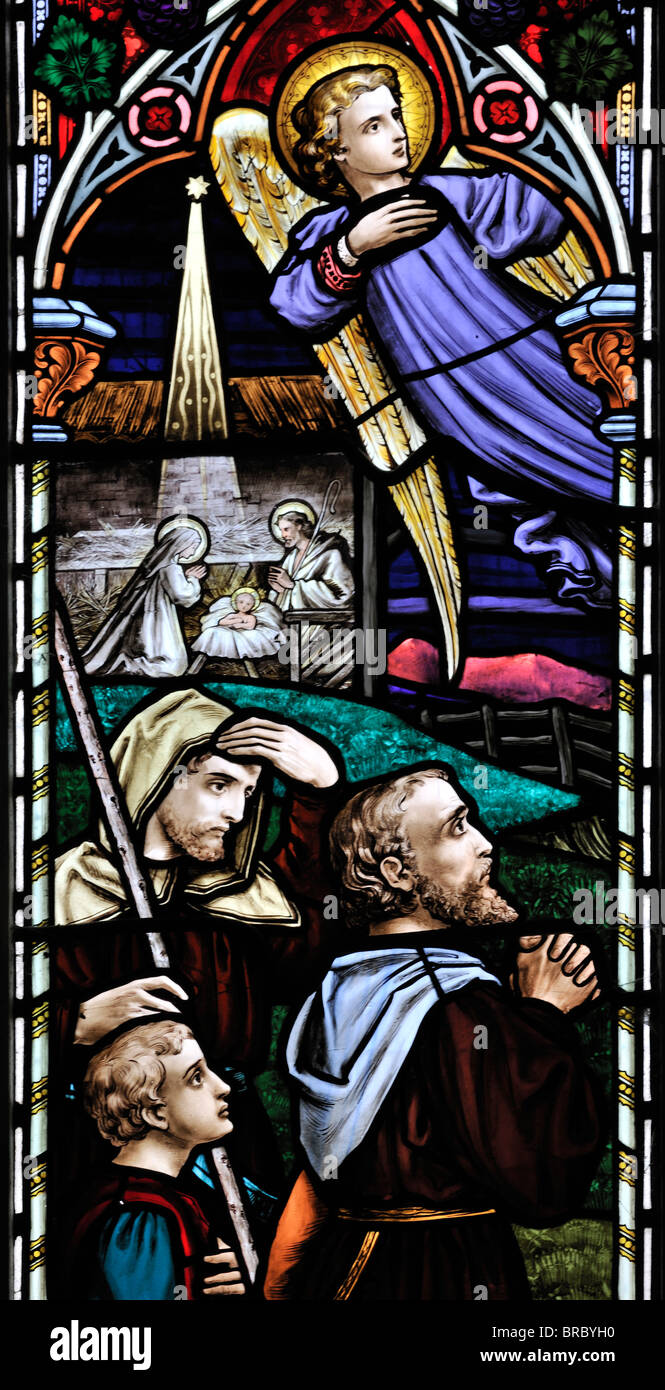 An Angel relaying the news of Christ's birth to the shepherds Stock ...